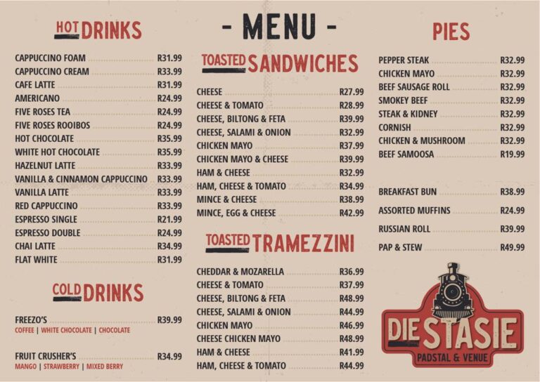 Die Stasie - Padstal & Venue | Our Menu’s & Promotions