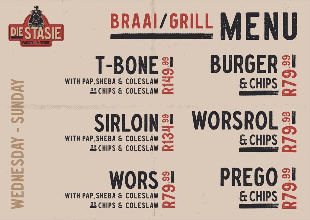 Die Stasie - Padstal & Venue | Our Menu’s & Promotions